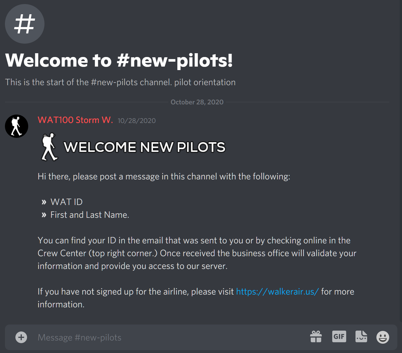 Pilot Profile – Discord | Documents | Walker Air Transport