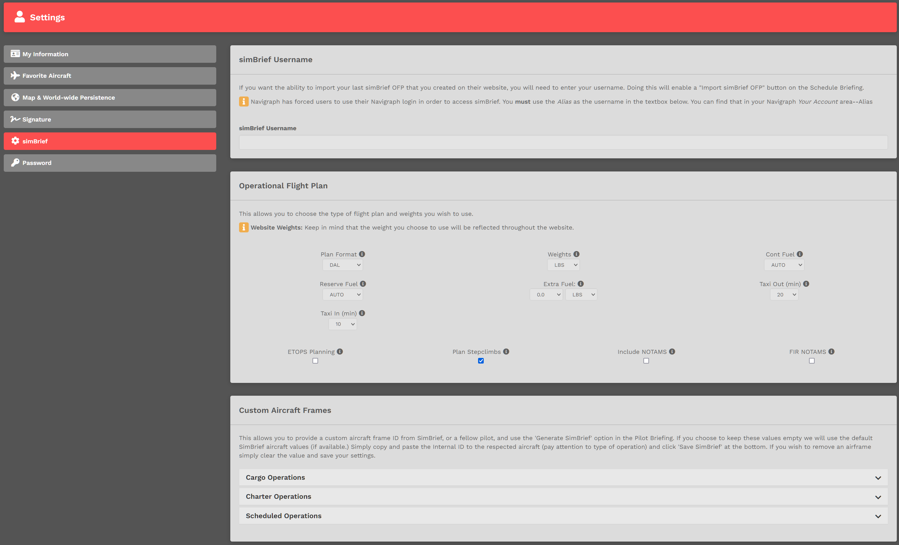 simBrief | Documents | Walker Air Transport